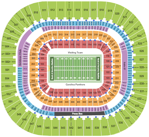 Bank of America Stadium Seating Chart + Rows, Seat Numbers and Club Seats