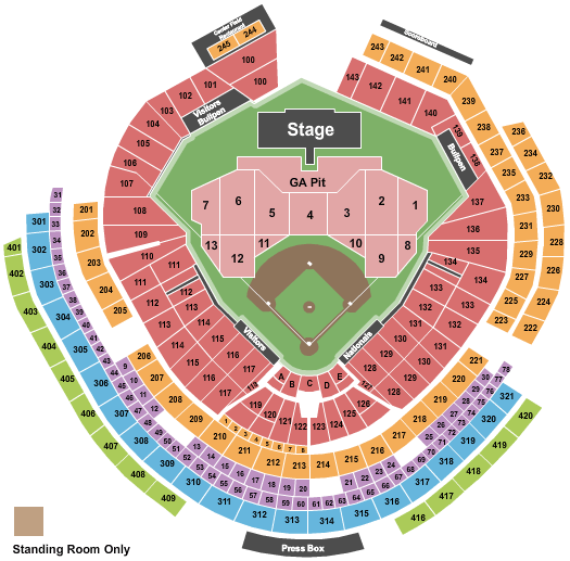 Nationals Park Seating Chart + Rows, Seats and Club Seats