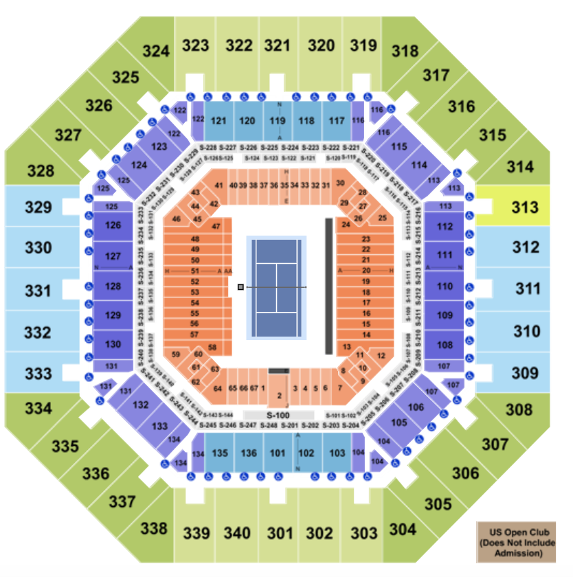 US Open Seating Chart for Arthur Ashe, Louis Armstrong Stadium and ...