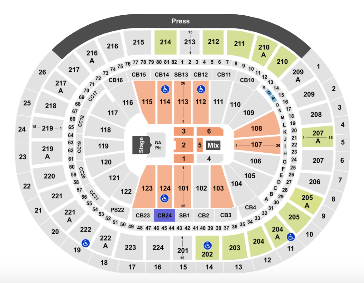 Wells Fargo Center Seating Chart + Rows, Seats and Club Seats