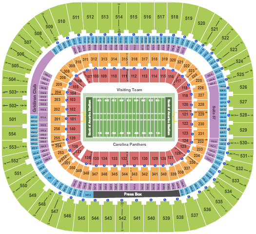 Bank of America Stadium Seating Chart + Rows, Seat Numbers and Club Seats